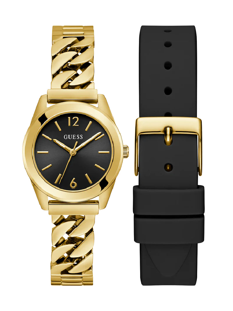 นาฬิกาข้อมือผู้หญิง Guess Ladies Gold Tone Analog Watch Box Set | GUESS ...