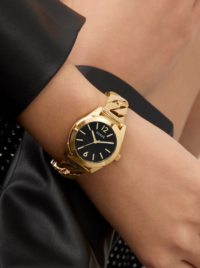 นาฬิกาข้อมือผู้หญิง Guess Ladies Gold Tone Analog Watch Box Set | GUESS ...