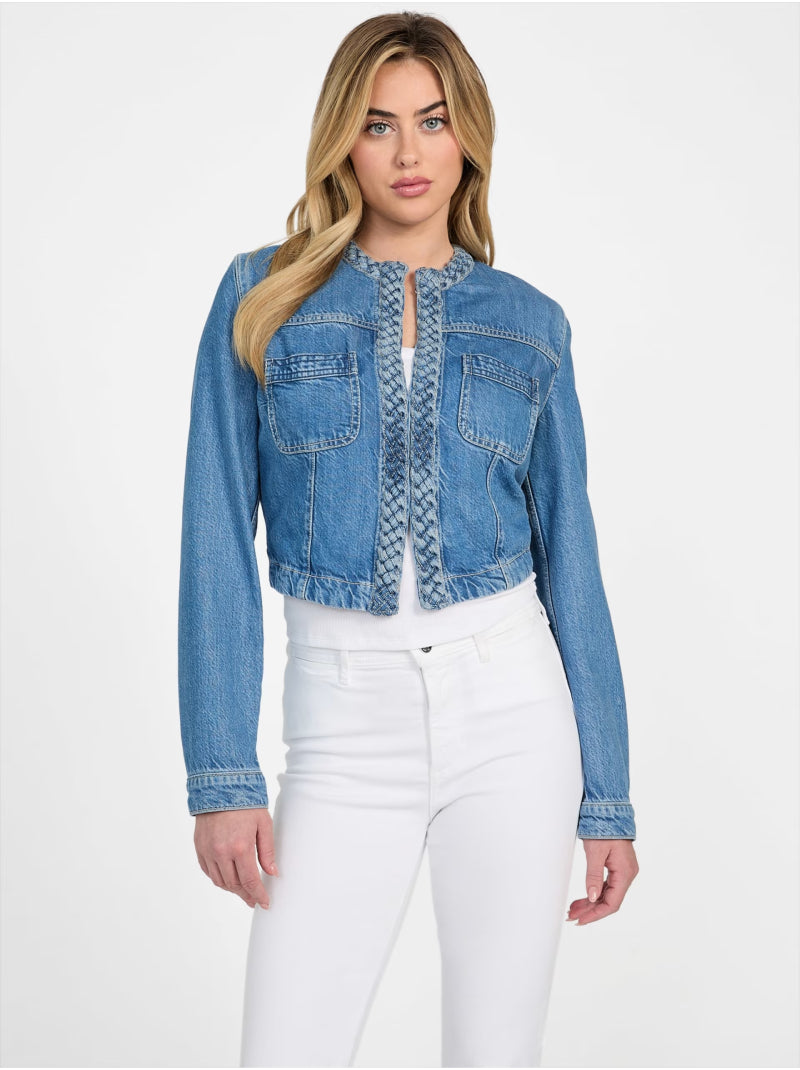 Eco Featherweight Juliana Braided Denim Jacket – GUESS Thailand